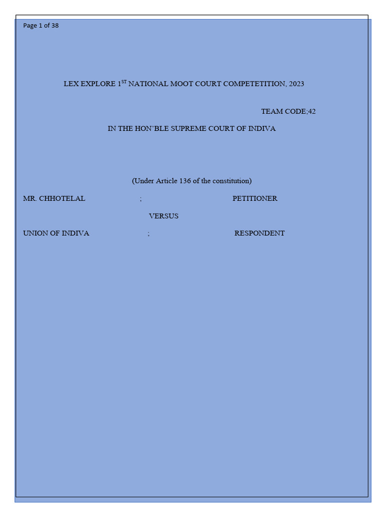 Moot Court Report | PDF | Bail | Burden Of Proof (Law)