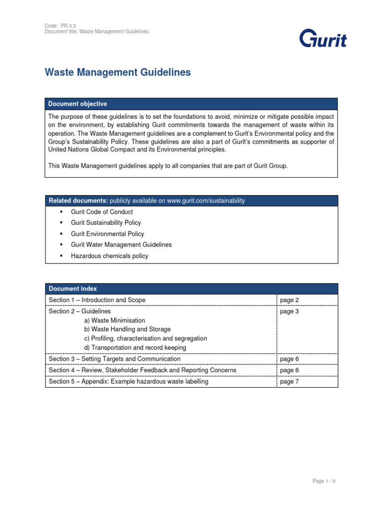 Waste Management Guidelines V0.1 | PDF | Waste Management | Electronic ...