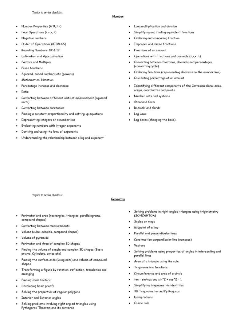 End of Myp Exam Checklist | PDF | Trigonometric Functions | Function ...