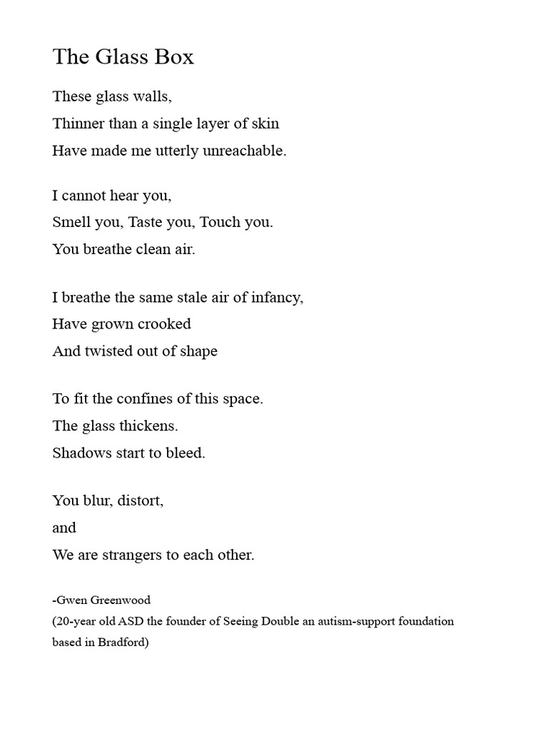 The Glass Box - Poem | PDF | Home & Garden | Wellness