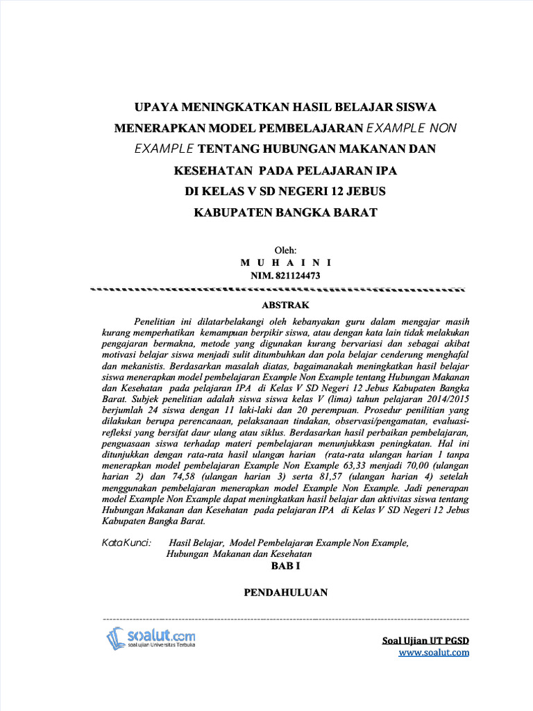 PDF Contoh Karil Ut PGSD Karya Ilmiah Ipa Hubungan Makanan Dan ...