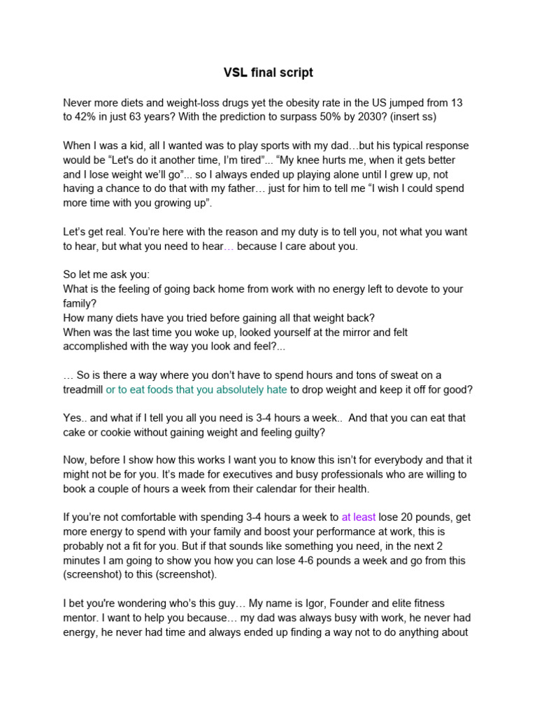 VSL Final Script | PDF | Career & Growth | Self-Improvement VSL Final Script | PDF | Career & Growth | Self-Improvement