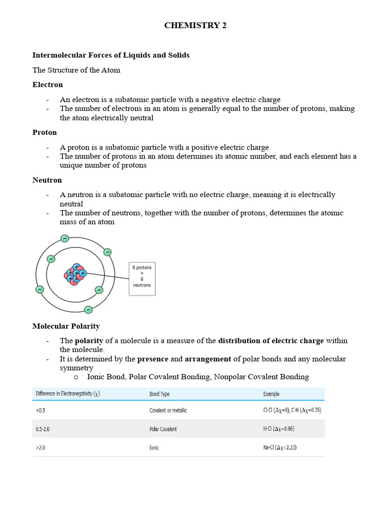 Chemistry | PDF | Chemical Polarity | Intermolecular Force