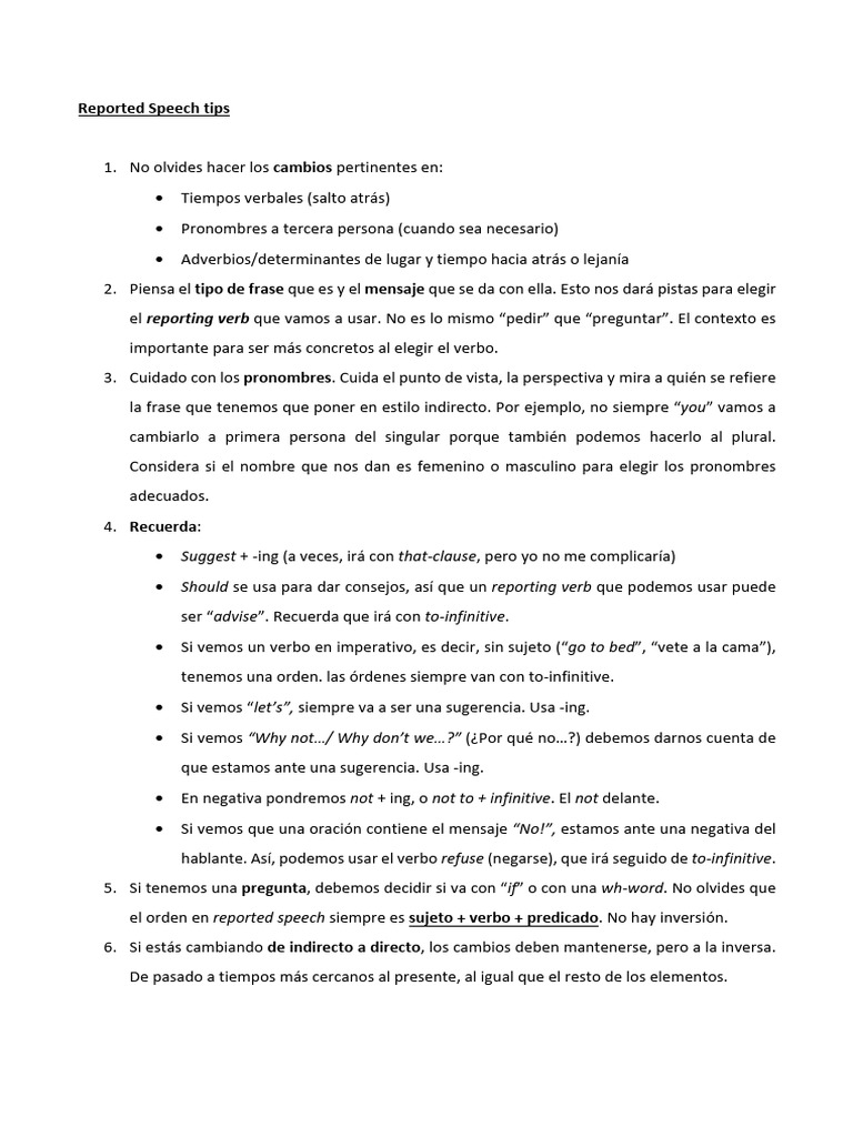 Consejos para el Estilo Indirecto | PDF