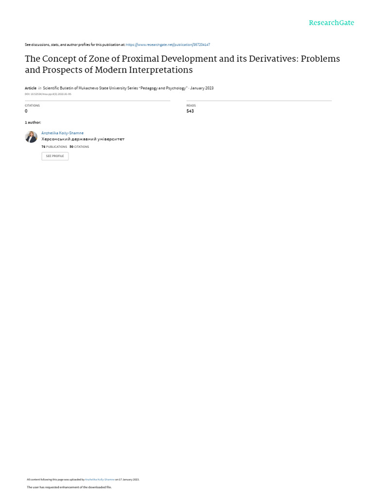 The Concept of Zone of Proximal Development and Its Derivatives ...