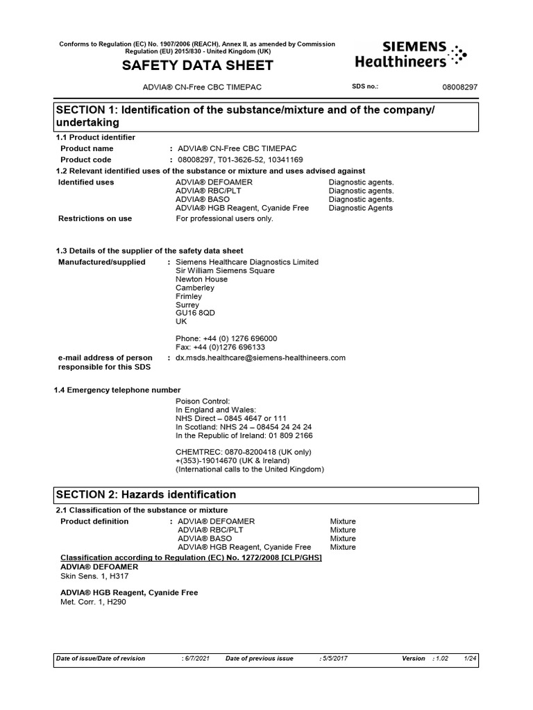 ADVIA CN-Free CBC TIMEPAC United Kingdom DXDCM 09017fe980214e3b ...