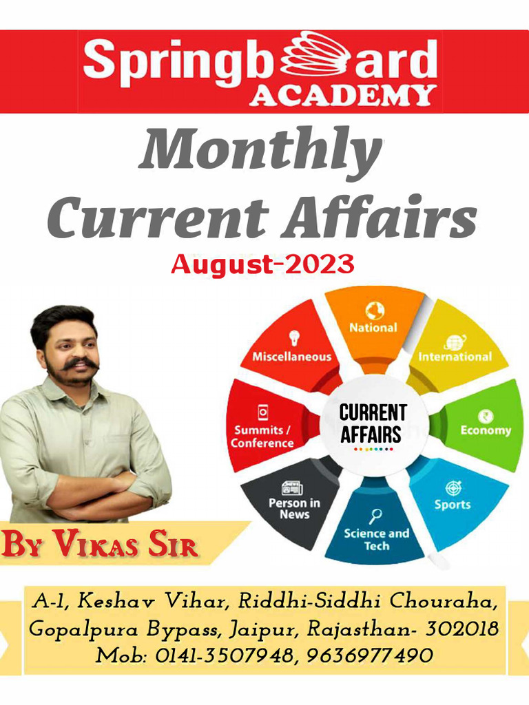 August 2023 Current Affairs Summary | PDF