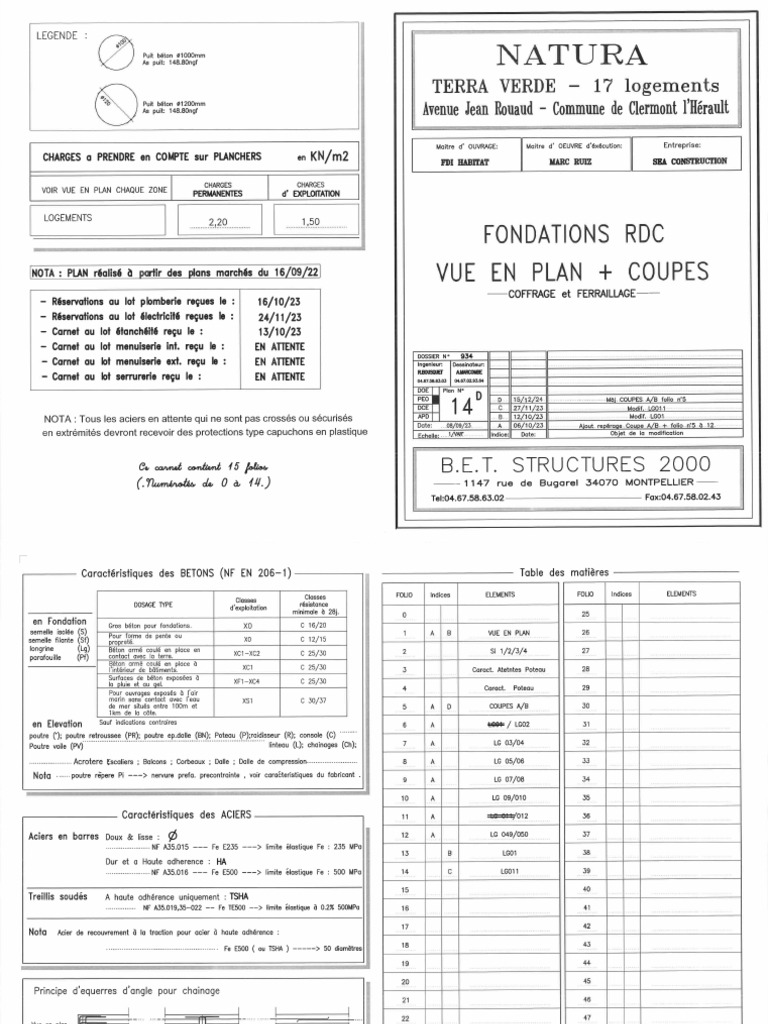 NATURA - CARNET 14D - Fondations RDC + COUPES | PDF