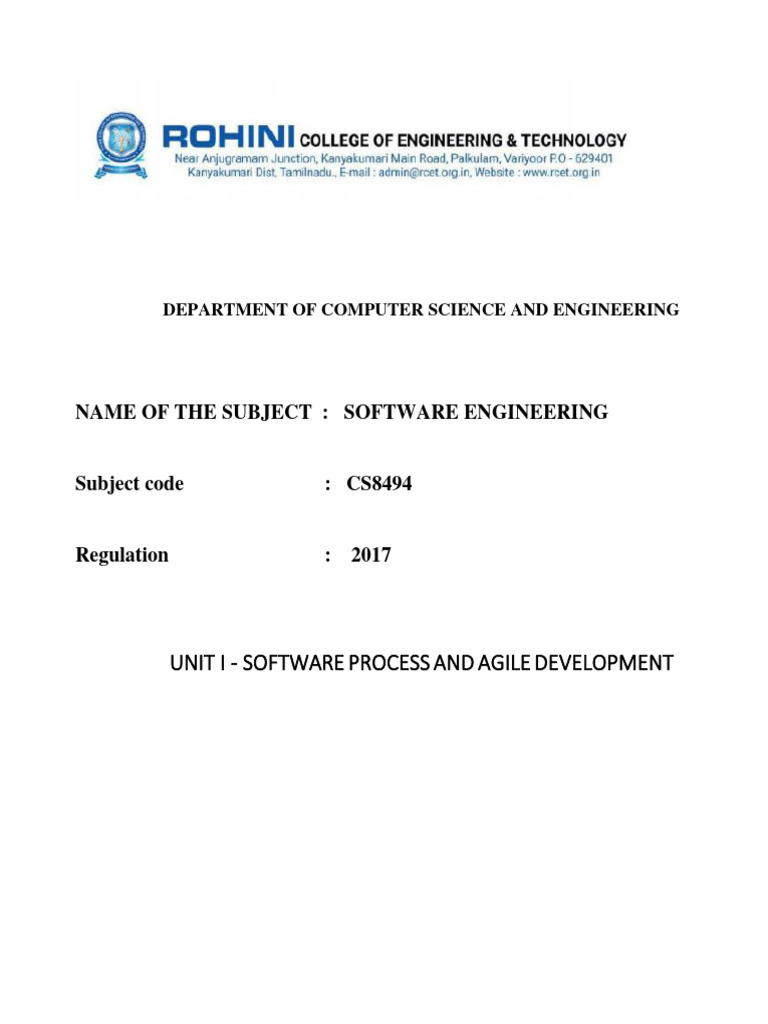 Unit I - Software Process and Agile Development | PDF | System | Software Development Process