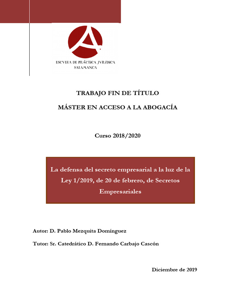 Defensa del Secreto Empresarial | PDF | Business | Violación