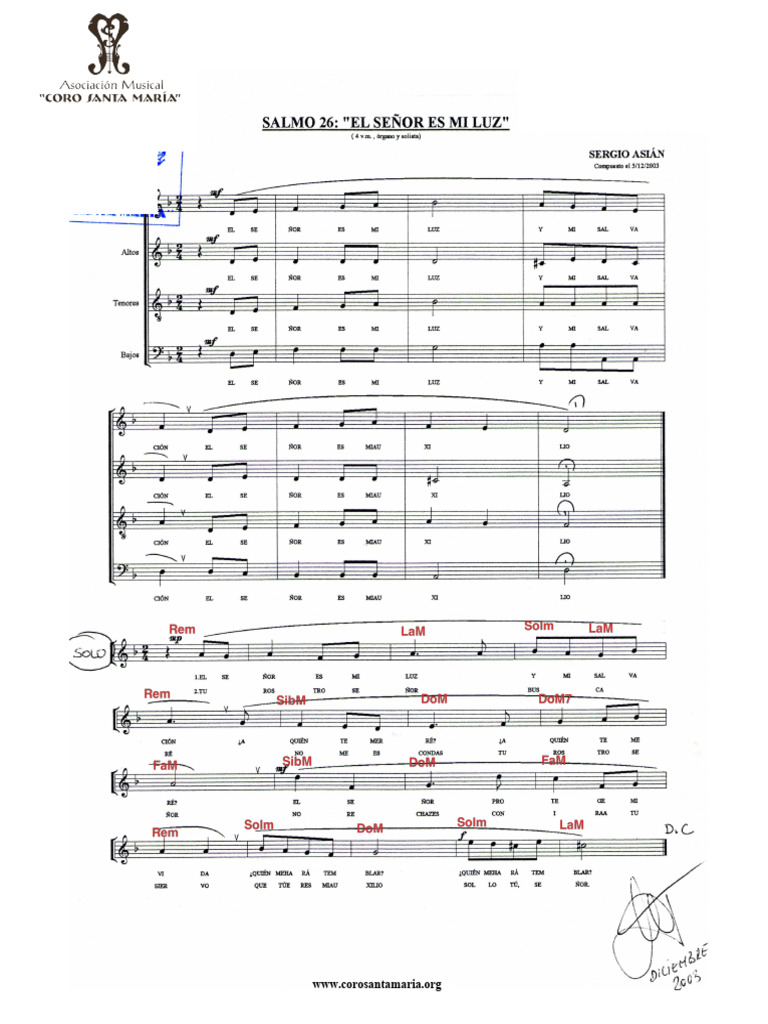 Salmo 26 El Segnor Es Mi Luz Sergio Asian | PDF