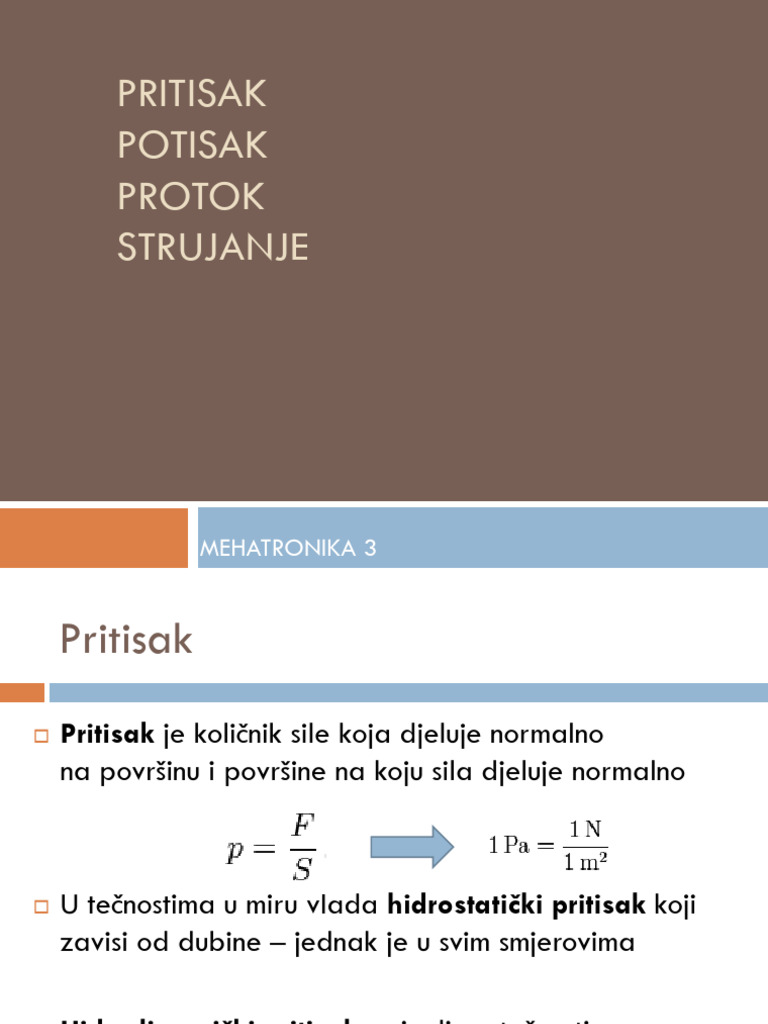 Pritisak - Potisak - Protok - Strujanje | PDF