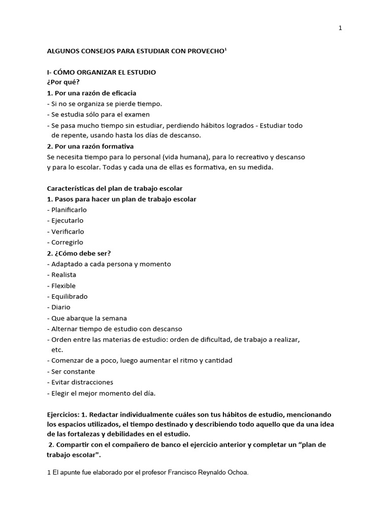 Consejos para Estudiar Eficazmente | PDF | Comprensión lectora ...
