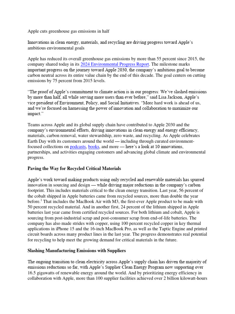 Apple's Green Revolution | PDF | Sustainable Energy | Apple Inc.