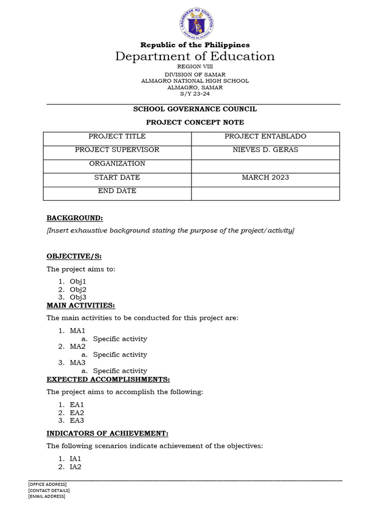 (SGC) Concept Note - Project Brief Template | PDF