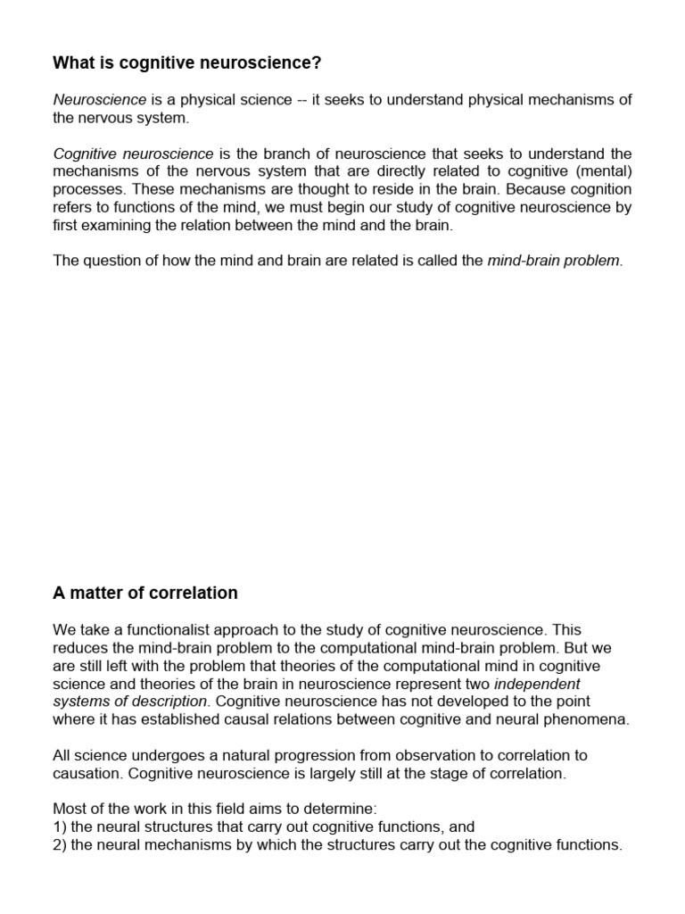 Cognitive Neuroscience Overview | PDF | Neuroscience | Cognitive Psychology
