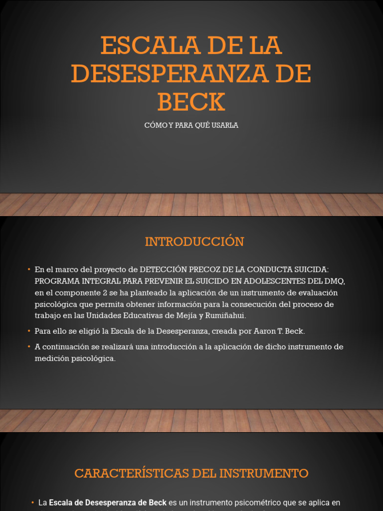 Escala de La Desesperanza de Beck | PDF | Trastorno depresivo mayor ...