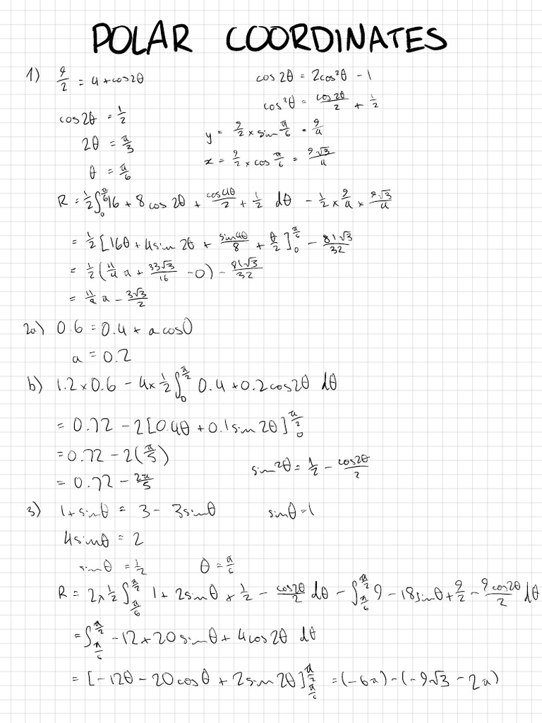 Polar Coordinates Worksheet 3-4 Dec 23 | PDF