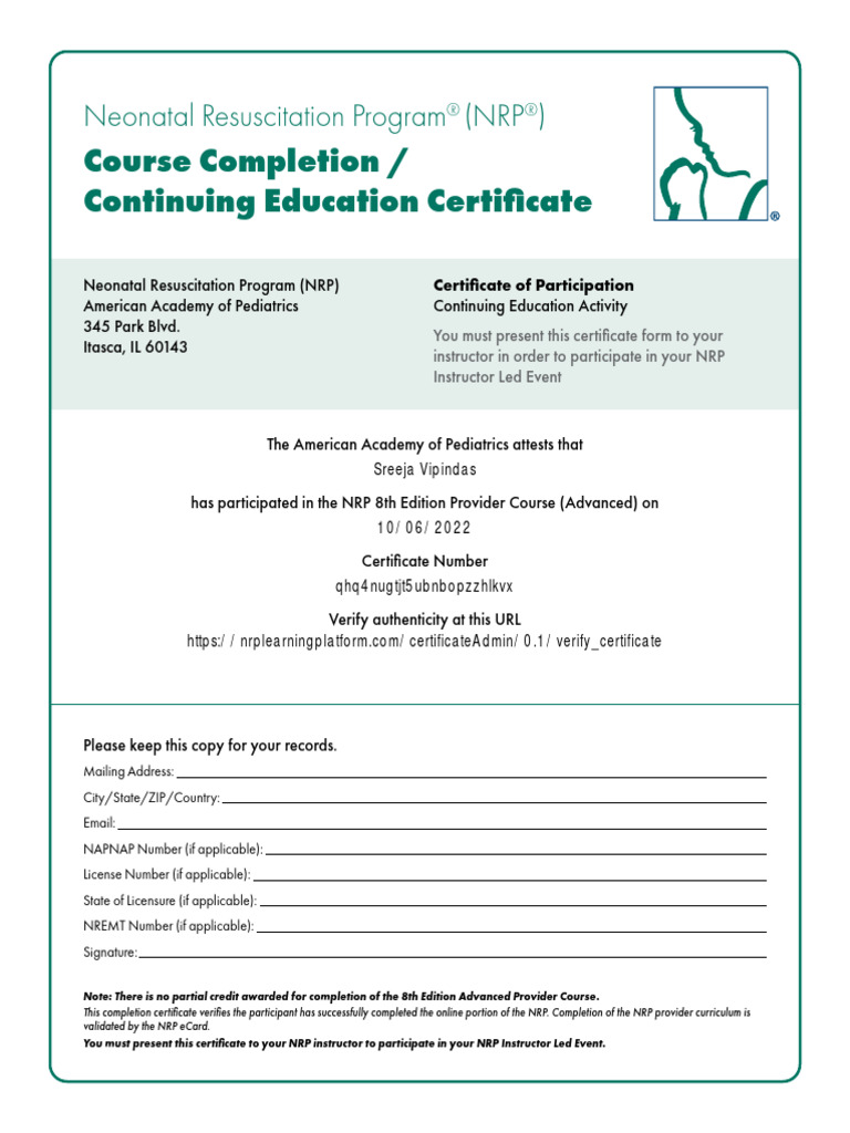 NRP 8th Edition Advanced (1-11) Provider Curriculum | Download Free PDF ...