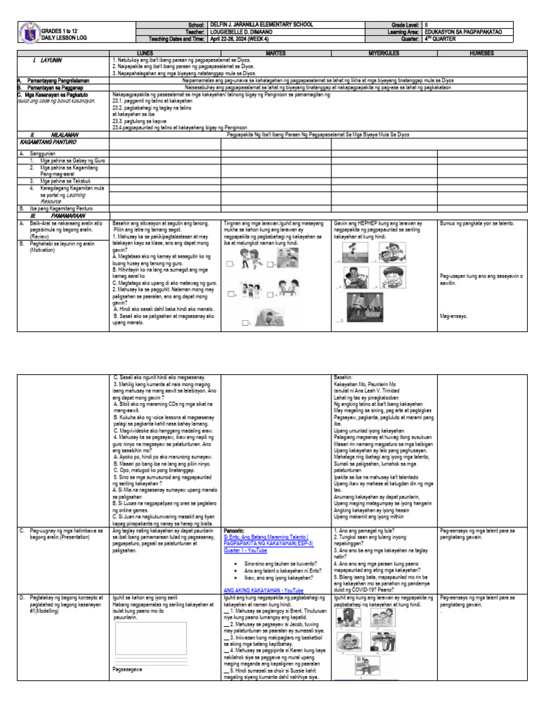 DLL - Esp 2 - Q4 - W4 | PDF