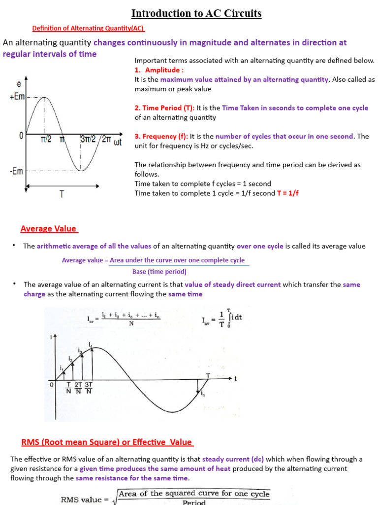 Unit 1 - AC Circuits | Download Free PDF | Ac Power | Root Mean Square