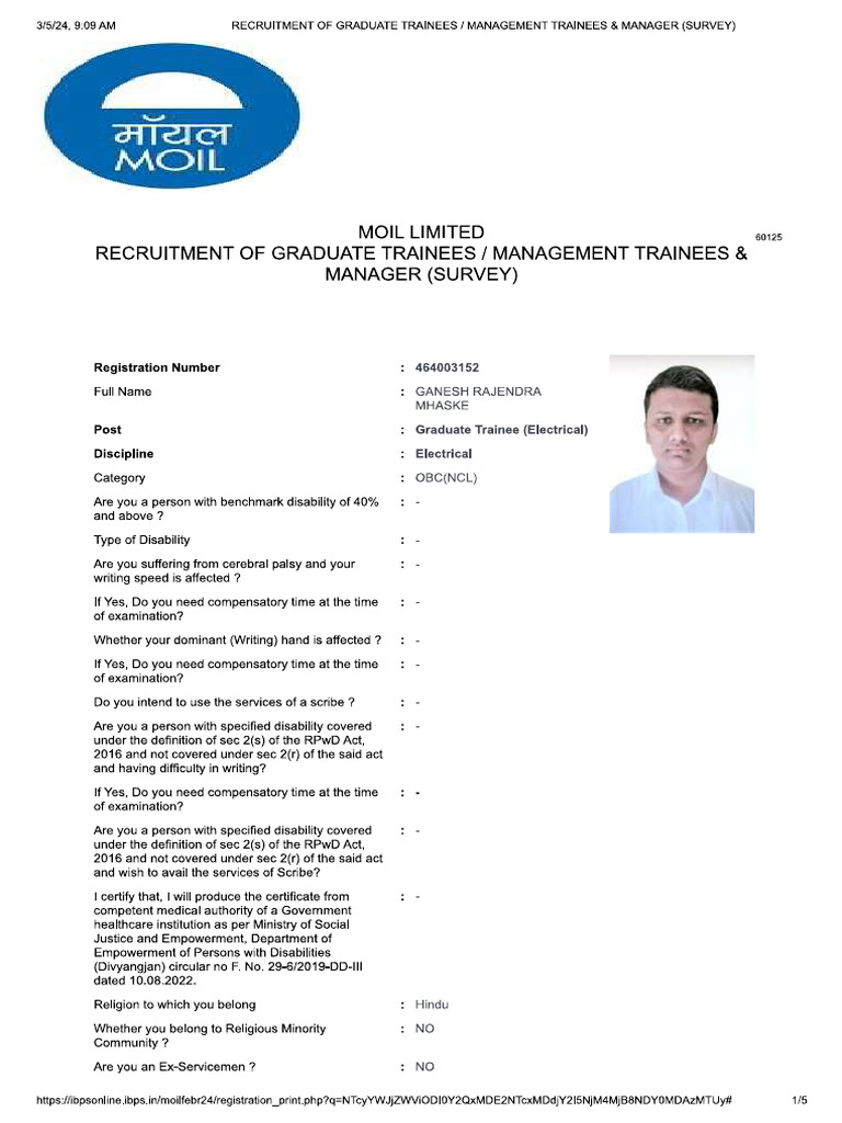 Moil Application Form Color | PDF