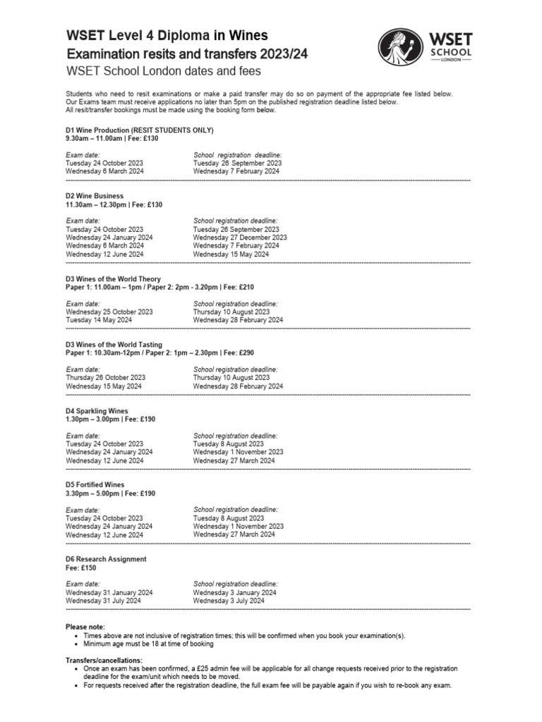 Diploma Exams Booking Form 2023-2024 | PDF | Payments