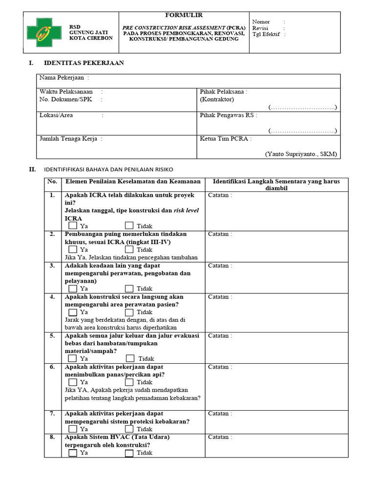 Form Pre-PCRA RSGJ | PDF