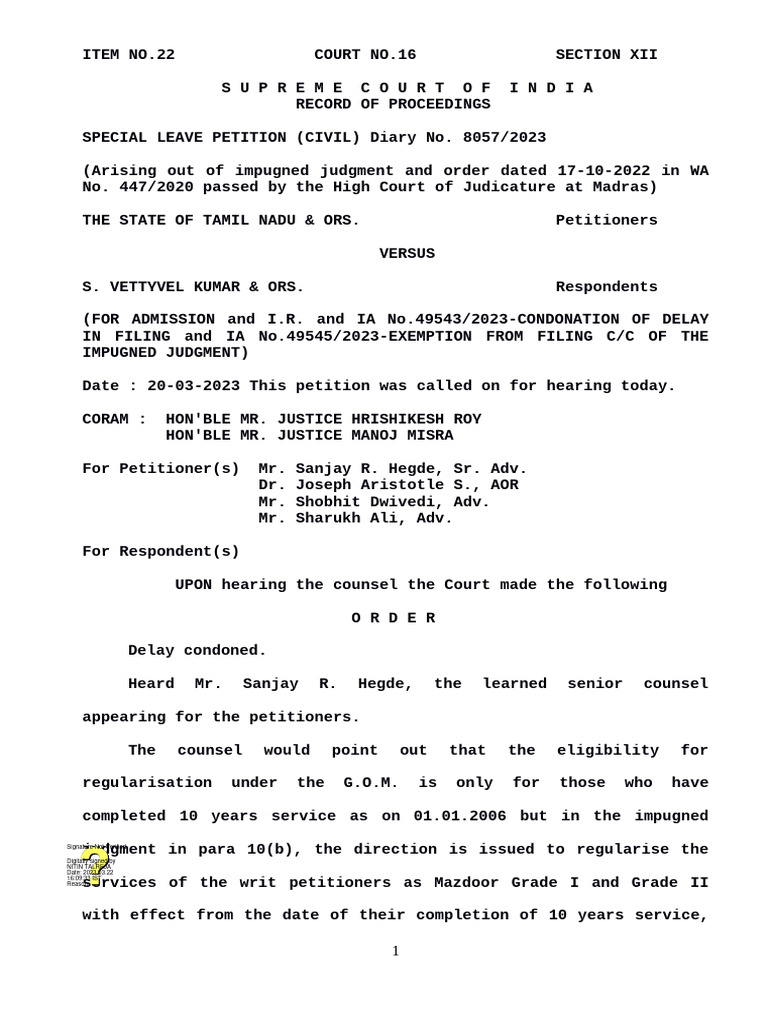 Supreme Court Petition on Service Regularization | PDF | Common Law | Legal Procedure
