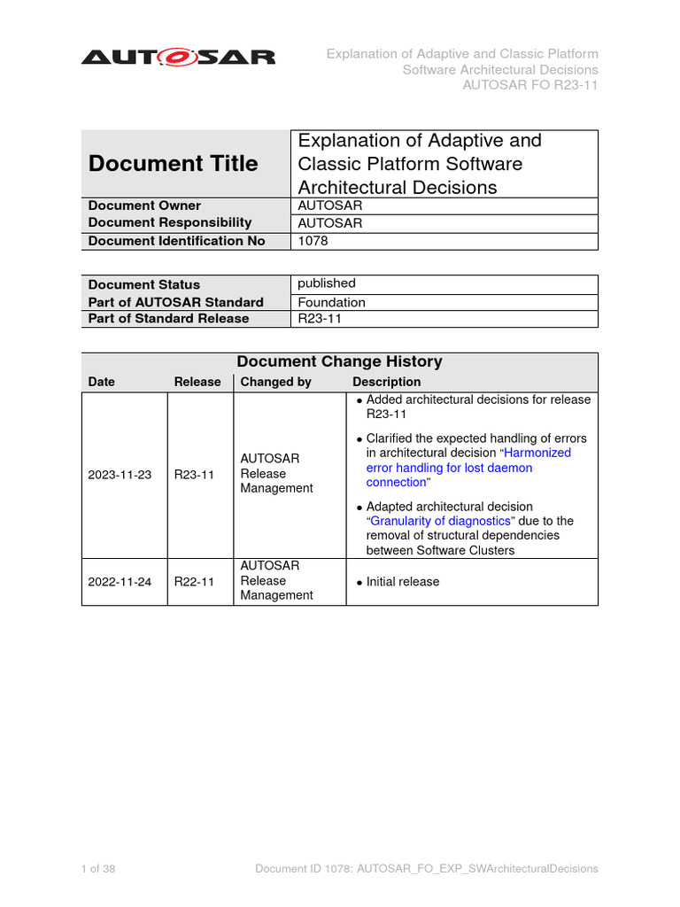 AUTOSAR FO EXP SWArchitecturalDecisions | PDF | C++ | Class (Computer Programming)