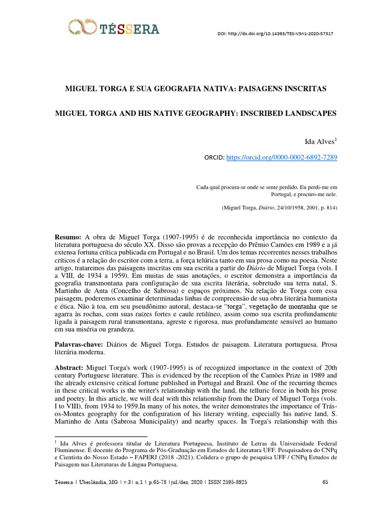 Miguel Torga e Sua Geografia Nativa Pais | PDF | Paisagem | Geografia