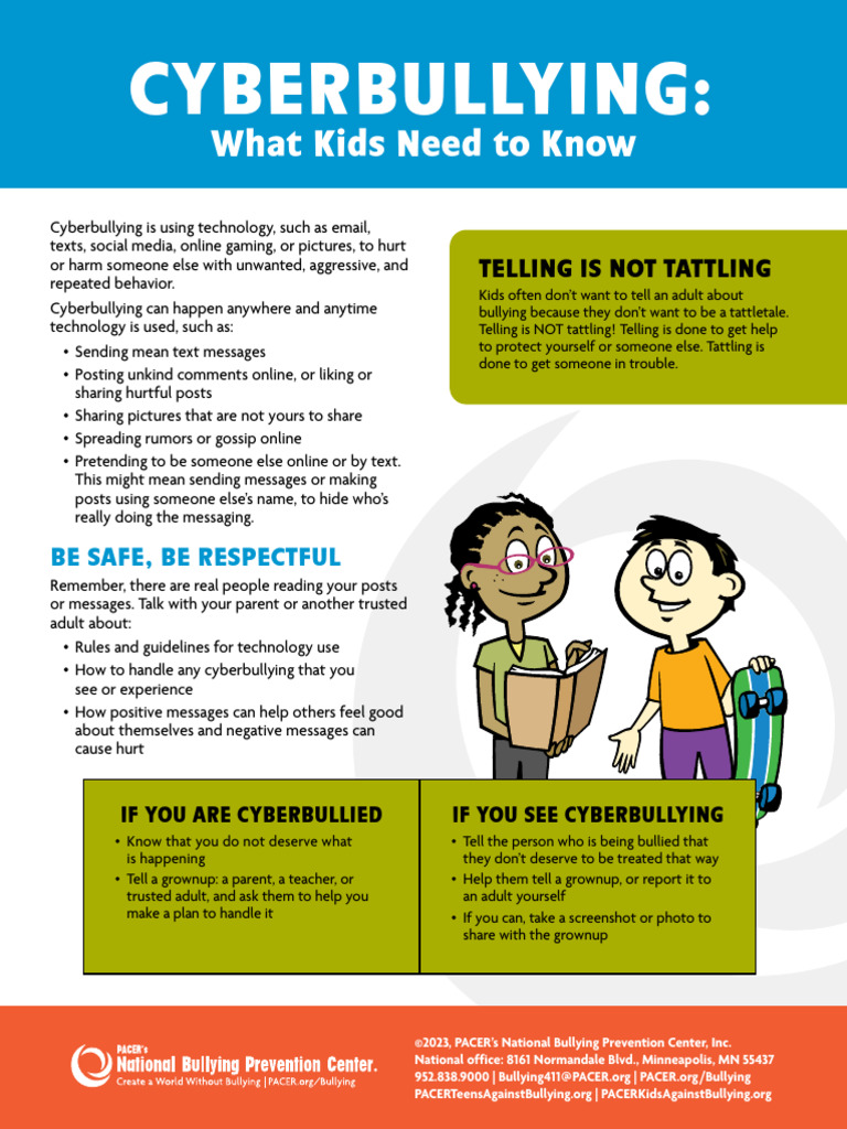 Cyberbullying What Kids Need To Know Pdf Cyberbullying Bullying