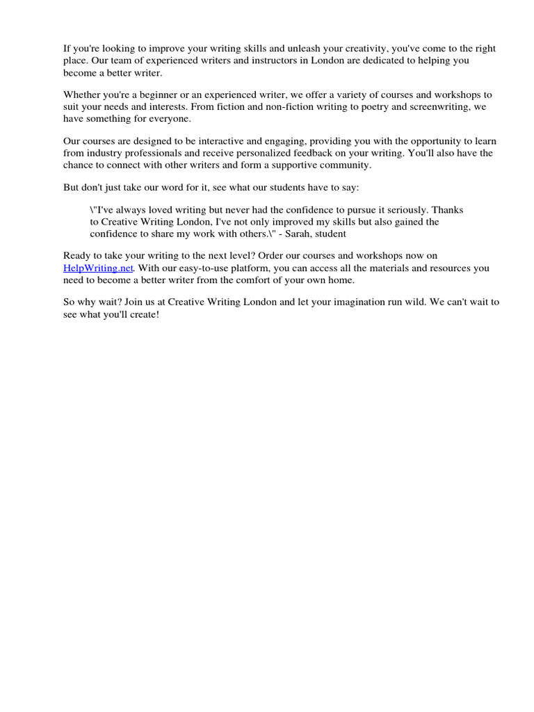 Creative Writing London | PDF | Writing | Human Communication