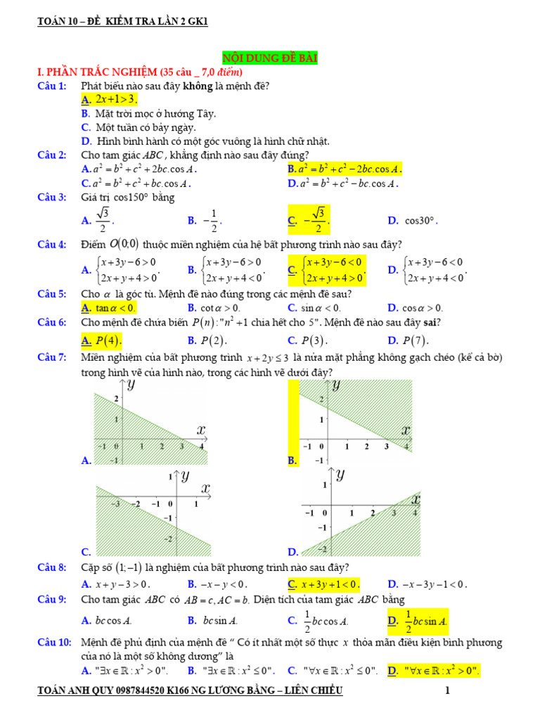 ĐỀ 2 LỜI GIẢI GK1 | PDF