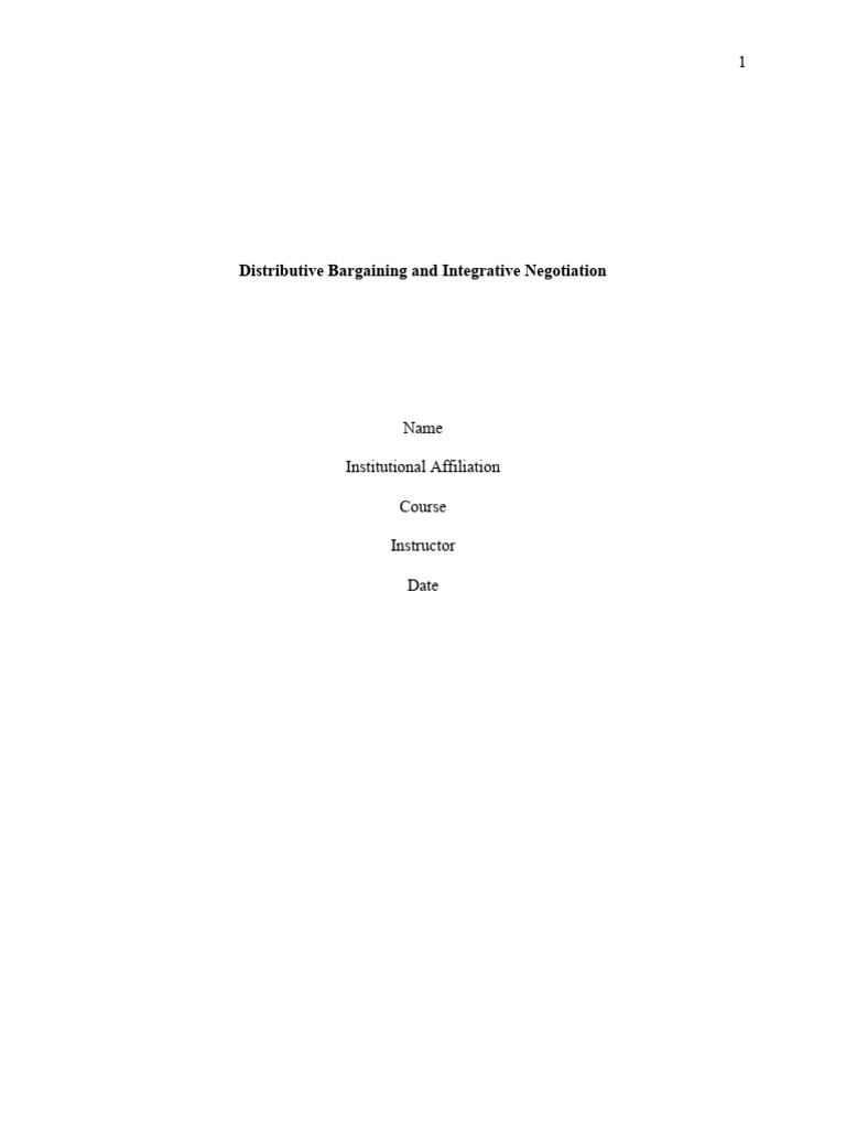 Distributive vs. Integrative Negotiation | PDF | Negotiation | Bargaining