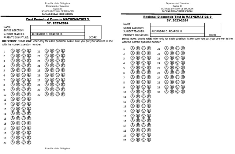 ANSWER-SHEET-1st Periodical | PDF | Qualifications | Student Assessment And Evaluation