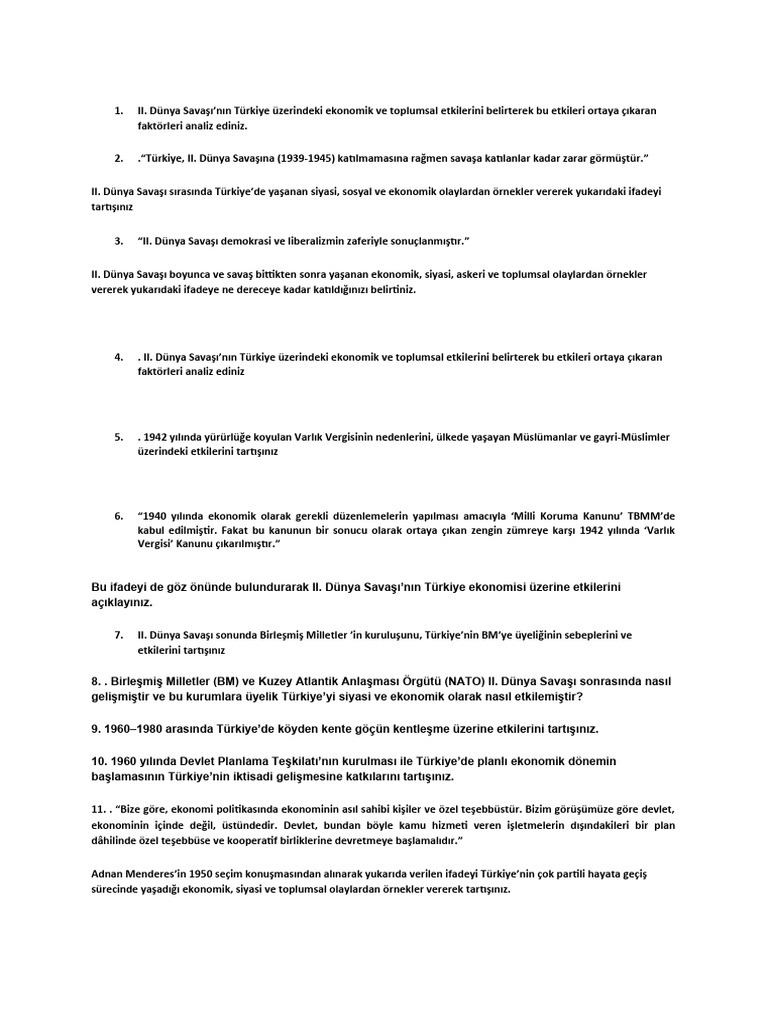 11 Ib Sinav Tema 4-5 Cograya Cikmis Sorular 5 | PDF