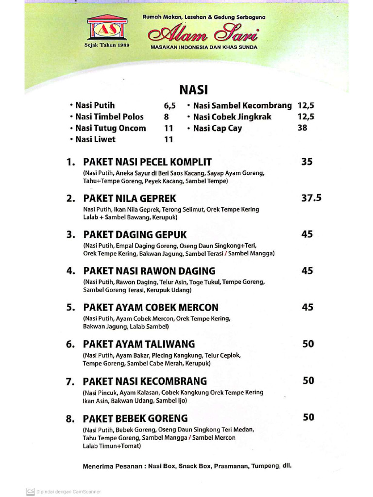 Menu Reguler Alamsari | PDF