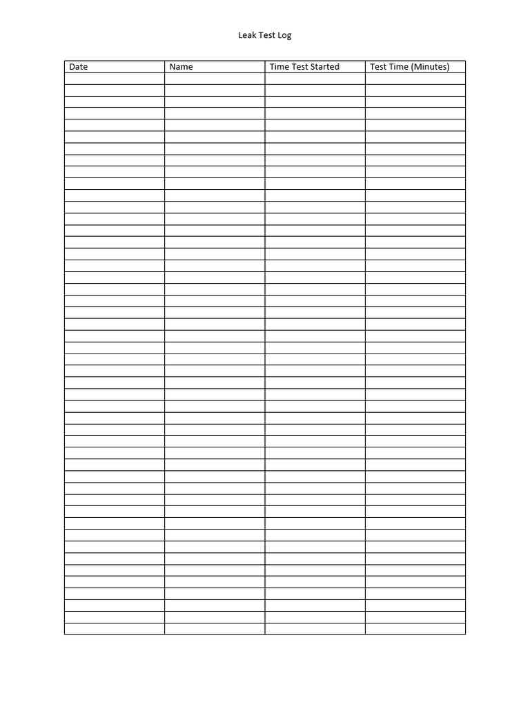 Leak Test Log | PDF
