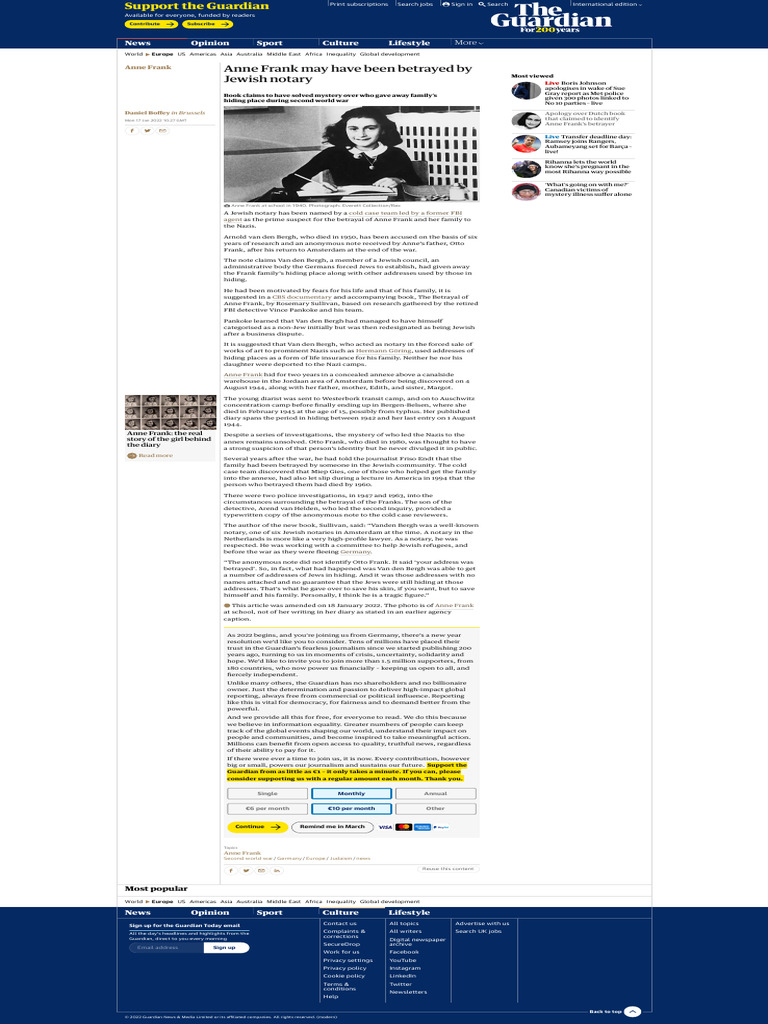 Anne Frank's Betrayal Mystery | PDF | Anne Frank