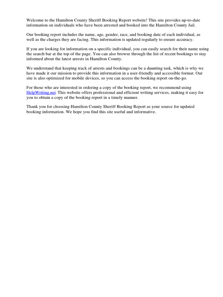Hamilton County Sheriff Booking Report | Download Free PDF | Law ...