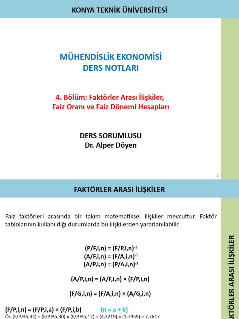 muhendislik - Ekonomisi - Bolum4-Faktörler Arası Iliskiler, Faiz Oranı Ve Faiz Dönemi Hesapları ...
