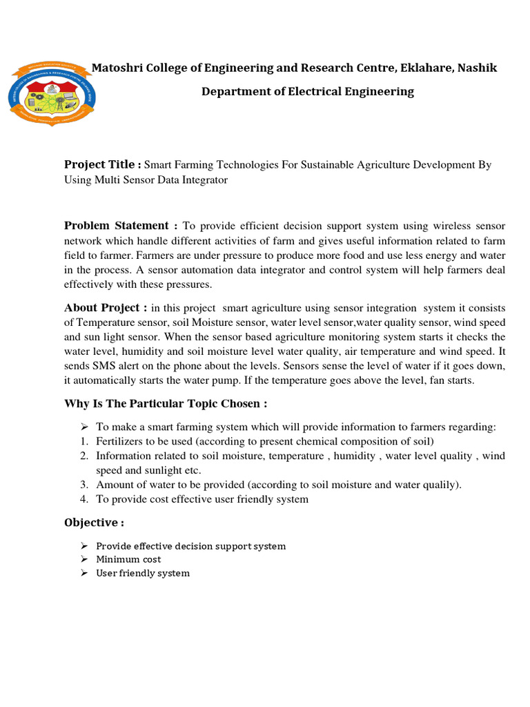Smart Farming Project | PDF | Agriculture