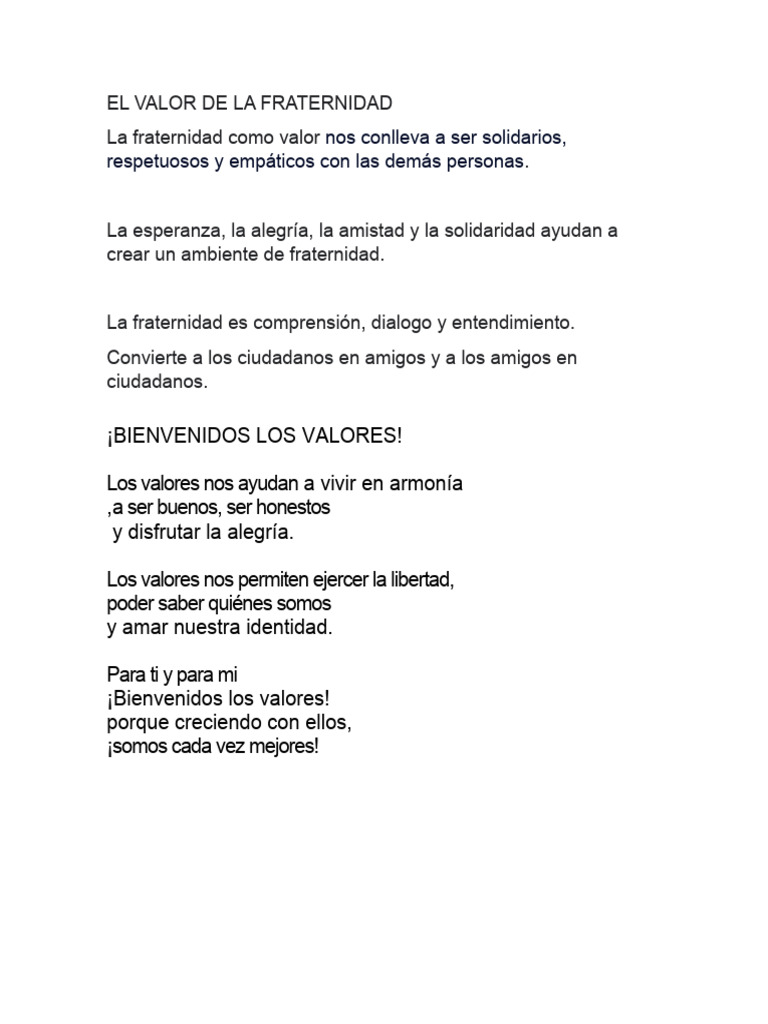 El Valor de La Fraternidad | PDF