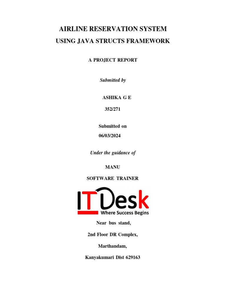 AIRLINE RESERVATION SYSTEM Report PDF - 240325 - 175833 | PDF | Java (Programming Language ...