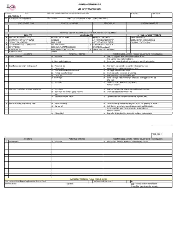 Lce TBSB Jsa 01 (Blinding) | PDF | Personal Protective Equipment ...
