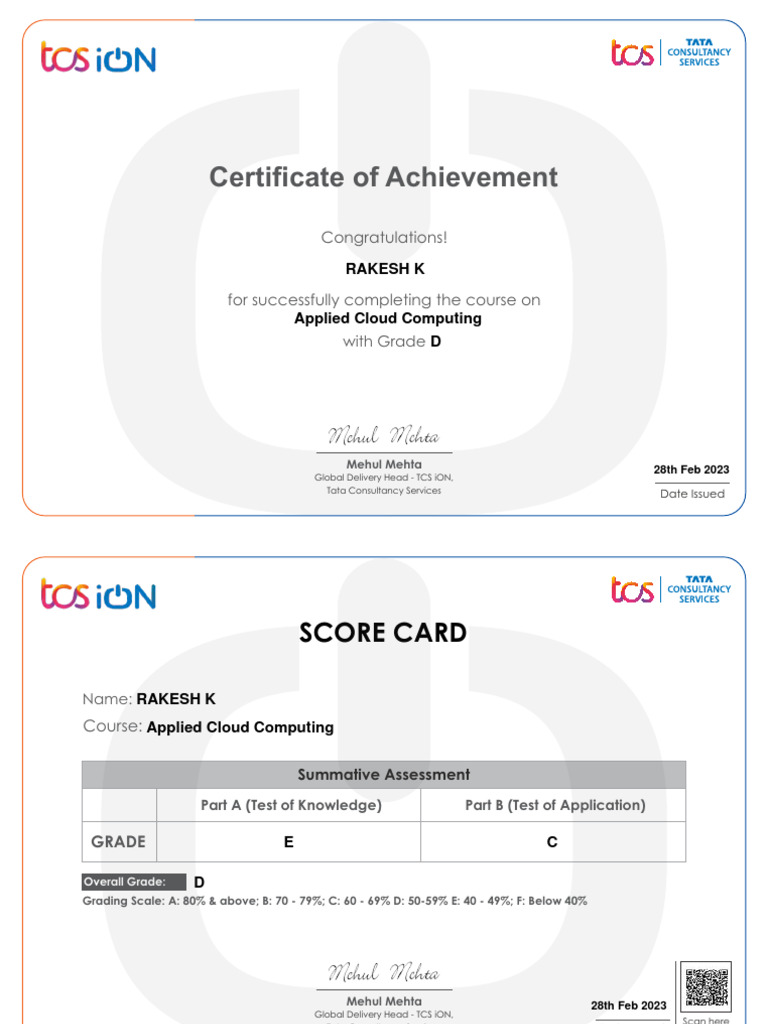 TCS Certificate | PDF