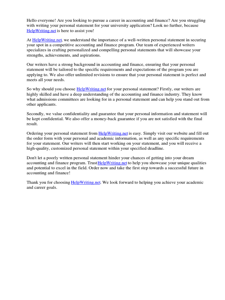 Personal Statement For Accounting and Finance | Download Free PDF ...