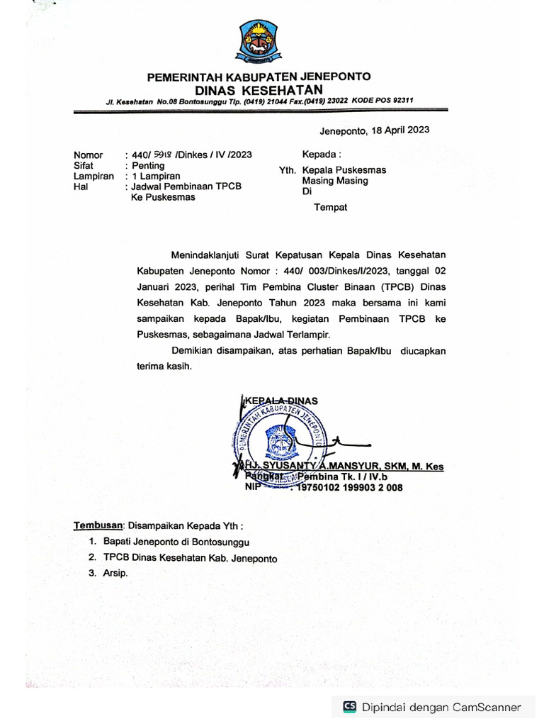 Surat Jadwal TPCB | PDF