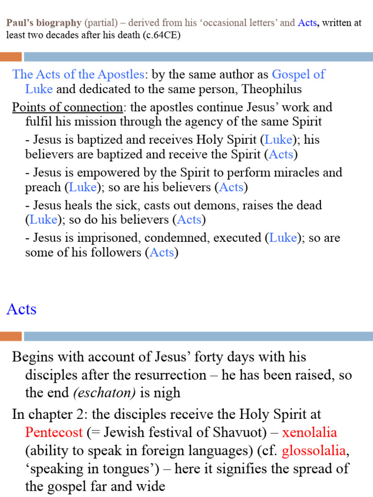 Paul Lecture | PDF | Acts Of The Apostles | Jesus